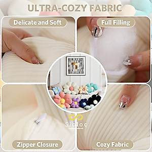 Sioloc Flower Shaped Throw Pillow Butt Cushion, Floor Pillow,Seating Cushion,Cute Room Decor & Plush Pillow for Bedroom Sofa Chair(White,15.7'')