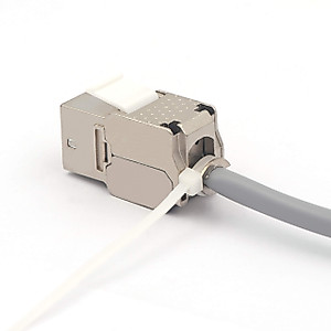 VCE RJ45 Cat6A Shielded Keystone Jacks 12-Pack, 10Gbps Easy Toolless Modular Jacks PoE for 23 to 26 AWG Solid or Stranded S/FTP Ethernet Cable