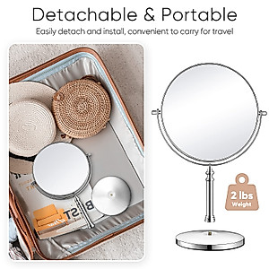 KEDSUM 1X/10X Magnifying Makeup Mirror, 8 Inch Large Table Mirror with Stand, Personal Makeup Mirror with Magnification, Double Sided Vanity Mirror with 360° Rotation, Detachable Base