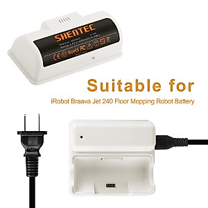 Shentec 3.6V 4000mAh Replacement Battery Compatible with iRobot Braava Jet 240 Floor Mopping Robots, Li-ion Battery with a Charger
