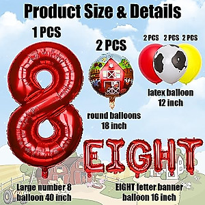 14pcs Farm Animal Balloon, Birthday Party Balloons Farm Birthday Decorations Farm Birthday Balloons for Farm Animal Theme Birthday Party Decor Supplies (8 Years Old)