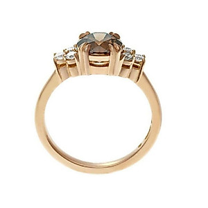 Skylark 2.00Ct Round Cut Chocolate Diamond prong set Engagement Wedding Ring 14k Yellow Gold Finish