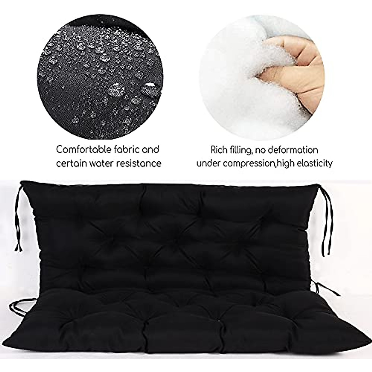 Bench Pad Cushion Replacement 2 or 3, Seat Waterproof Soft Bench Cushions with Backrest, Seat Replacement Mat Non Slip Thick Garden Bench Seat Cushion Lounger Chairs Pad for Outdoor Patio Swing