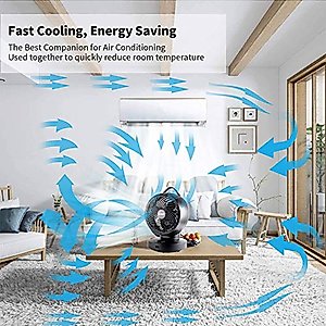 Kapoo Table Fan Air Circulator with Remote, Blade 8", 6 Speeds 4 Wind Modes, Horizontal Vertical Oscillating, Replace Floor Table Tower Fan b06, Black (GS-XXG037)