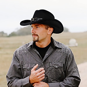 Kalerona Black Cowboy Hats for Women & Men Cowgirl Hats with Belt