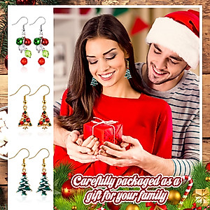 32 Pairs Christmas Earrings for Women Girls, Thanksgiving Xmas Holiday Jewelry Dangle Earrings Set, Christmas Tree Bow Snowman Candy Drop Earrings Xmas Earrings Gift for Girls (Classic Style)