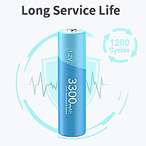 Deleepow Rechargeable AA Batteries 3300mAh 1.2V AA Nimh Rechargeable Batteries 8-Pack with USB LCD Charger