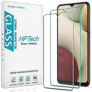HPTech (2 Pack) Screen Protector for Samsung Galaxy A12 Tempered Glass, Easy to Install, Anti-Scratch, No-Bubble, Case Friendly