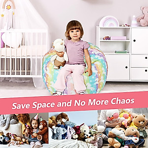 decalsweet Bean Bag Chair for Kids Stuffed Animal Storage Beanbag Chairs,Toddler Toy Storage Organizer for Girls and Boys,32'' Cover（No Filling Only,Upgraded Materials