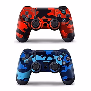 SKINOWN Skin Sticker Protective Cover for PS4 PlayStation Controller Camouflage Red and Blue (2 Pieces)