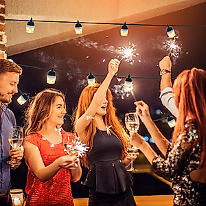 LED Outdoor String Lights, 43FT Patio Lights with 14 RGB Dimmable Bulbs, 16 Light Colors And 12 Modes, IPX65 Waterproof Café LED String Light with 2 Remote Controls, for Home Party, Patio Garden