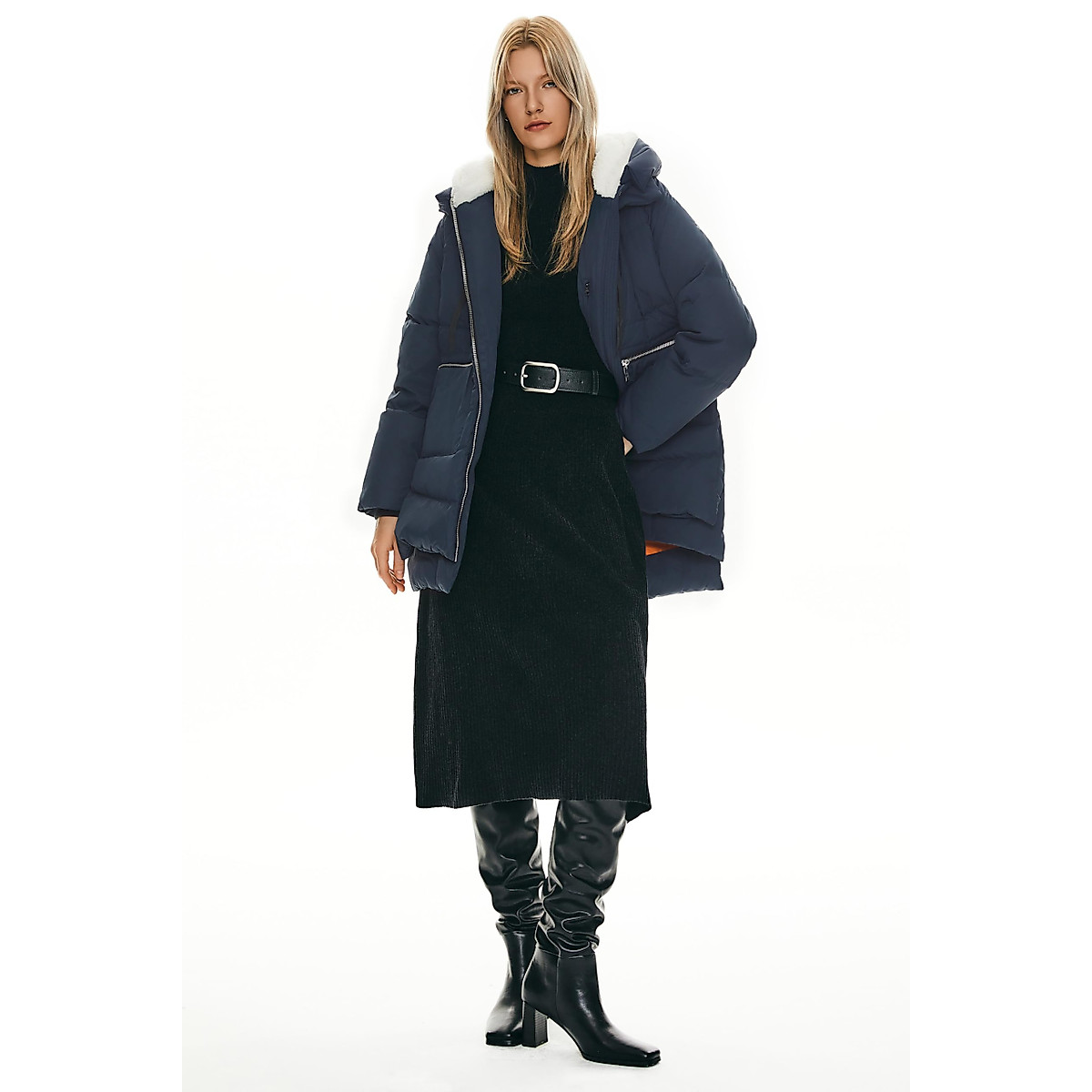 Orolay Women's Thickened Down Jacket (XL, Navy)