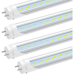JESLED 2FT T8 LED Type A+B Tube Light, 12W(30W Equivalent), 1680LM, 6000K, Plug and Play or Ballast Bypass, 24 Inch F20T12 Fluorescent Bulb Replacement, Dual Ended, 24” Lighting Tube Fixture (4-Pack)