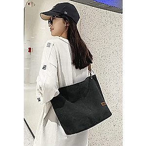 Hobo Bag Women Chic Tote Bag Stylish Casual Retro Students Canvas Shoulder Bag