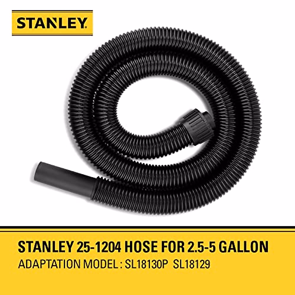 Stanley 25-1204 Wet Dry Vacuum Hose 1-1/4 inch, 5 Feet, Fit for 2.5-5 Gallon Shop Vacuums, Compatible with Stanley SL18130P, SL18129