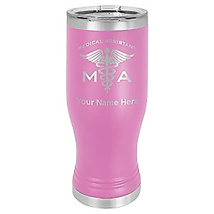 LaserGram 14oz Vacuum Insulated Pilsner Mug, MA Medical Assistant, Personalized Engraving Included (Light Purple)