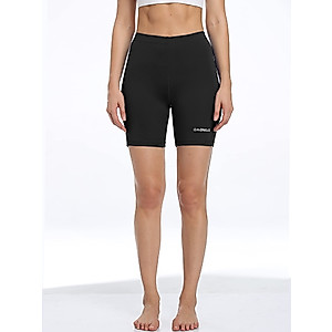 CADMUS Women's 8" High Waisted Biker Yoga Athletic Compression Shorts,3 Pack,1014,Black,Grey,Navy Blue,Small