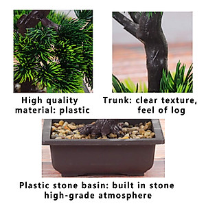 Artificial Plants Bonsai Pine Tree,Potted Plant Ornament Bonsai Plastic Simulation Bonsai DIY Decorative Bonsai Desk Display Fake Tree Living Room Garden Decoration Decor