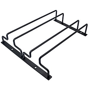 zoohot 9.64-Inch Under Cabinet Wine Glass Rack Stemware Holder Glasses Storage Hanger Metal Organizer for Bar Kitchen Black(2 Row)