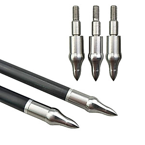 AMEYXGS 12 Pack Archery Field Points 125/150 Grain Stainless Steel Screw in Arrow Tips Target Practice Bullet Points for Hunting Shooting (150 Grain)