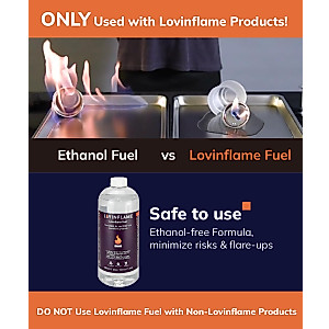 LOVINFLAME 2 PCS Mist Glass Slim Candle and Ethanol-Free 1 Liter Fuel Bundle, Wind Resistant Mini Fire Pit for Balcony and Patio Decor