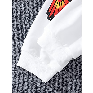 SOLY HUX Girl's Butterfly Print Cami Tops & High Low Hem Short Sleeve T Shirt with Sweatpants 3 Piece White Butterfly 10Y