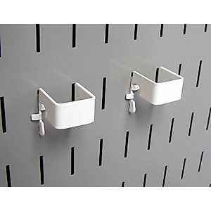 Wall Control Pegboard 1in x 1in C-Bracket Slotted Metal Pegboard Hook for Wall Control Pegboard and Slotted Tool Board – White