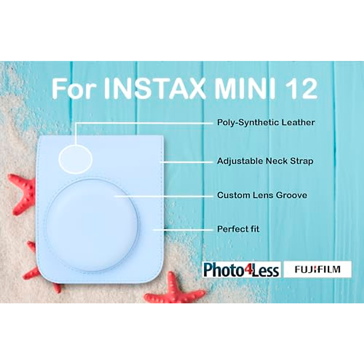 Fujifilm Instax Mini 12 Instant Film Camera (Pastel Blue), Fuji Instax Film Value Pack 30 Sheets, Protective Case, Instax Gift Bundle
