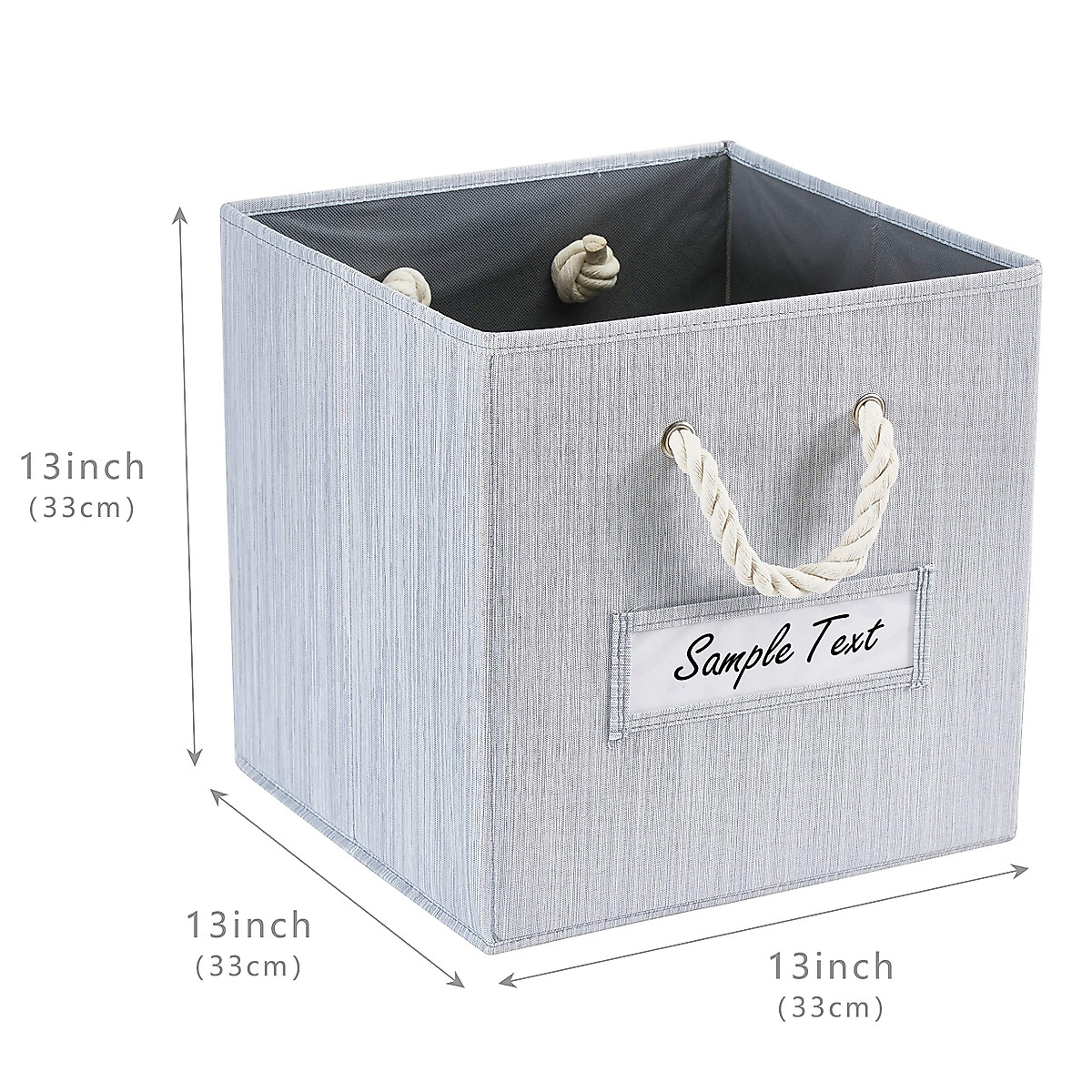 Onlycube Foldable Storage Bins 13x13x13 inch for Cube Organizer with Cotton Rope Handles, Collapsible Basket Box Organizer for Shelves and Closet, 3Pack, Grey