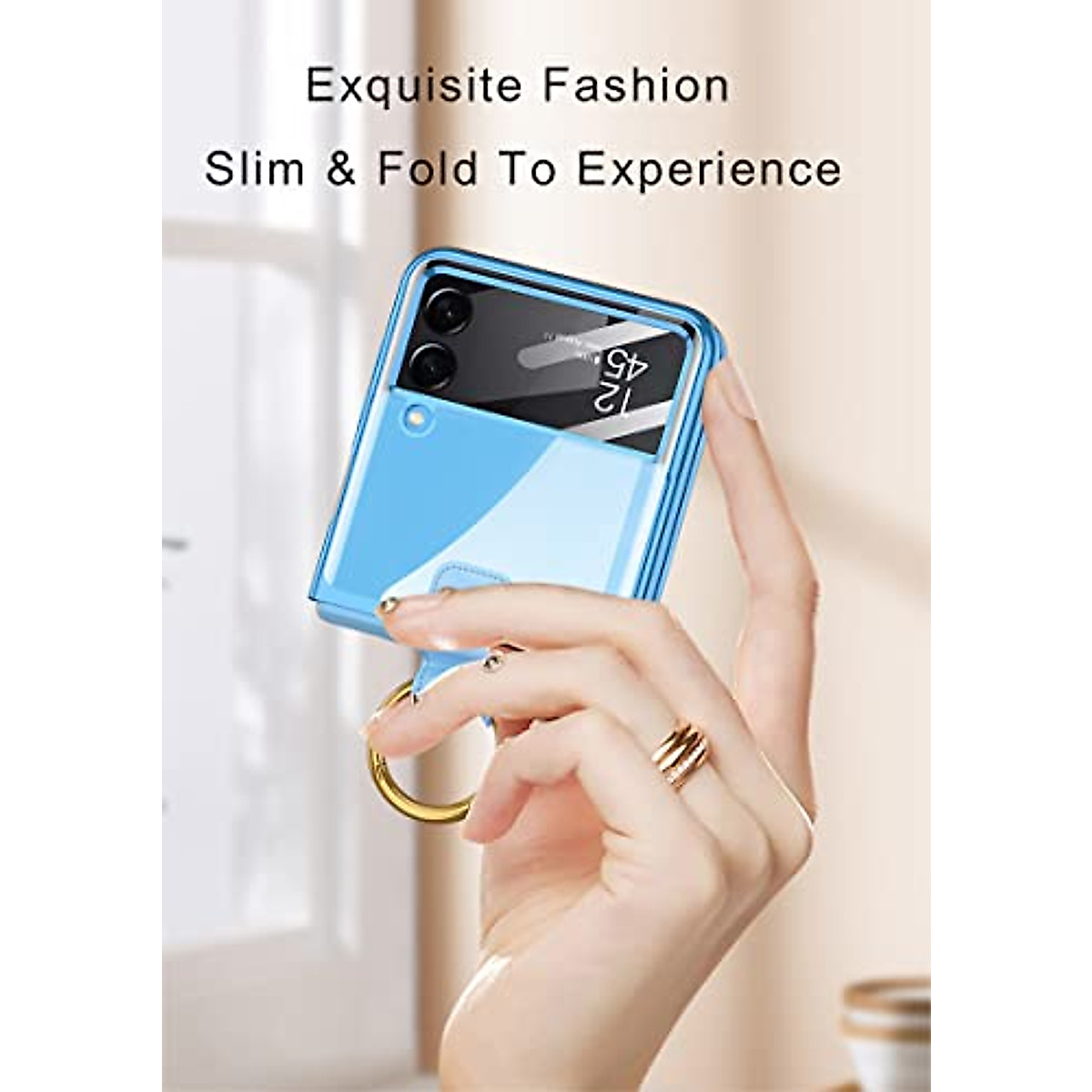 FYTON Galaxy Z Flip 4 Case with Ring, Ultra-Thin Electroplated Frame Z Flip 4 Case with Ring Holder, Anti-Scratch Shockproof Protective Cover with for Samsung Galaxy Z Flip 4 5G (2022), Lavender