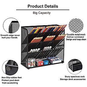 Marbrasse Mesh Desk Organizer, Multi-Functional Pen Holder, Pen Organizer for desk, Desktop Stationary Organizer, Storage Rack for School Home Office Art Supplies (Mesh Pen Holder)