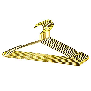 Nature Smile 17 Inches Shiny Gold Metal Clothes Hanger, Coat Hanger, Suit Hanger, Dress Hanger with Big Notches Pack of 10,Gold