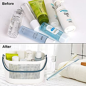 AVLA 4 Pack Portable Shower Caddy Basket, Plastic Storage Baskets with Handles, Drainage Toiletry Organizer Bin, Dorm Shower Tote Bag for Bathroom, Kitchen, Closet, Bedroom, College, Gym, Camp