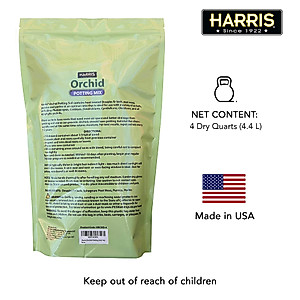 Harris Premium Orchid Potting Mix, Optimal Soil Mix for All Types of Orchids, 4qt, White