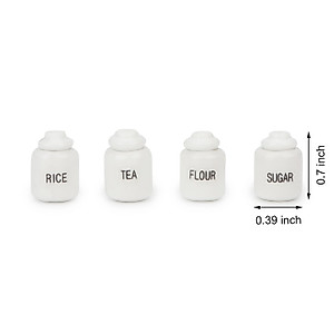 1:12 Scale Kitchen Food Accessories Miniature Sugar Shaker Candy Food Model Pretend Play 4 Jars Set Dollhouse Ornament Mini Scene Accessories Restaurant Candy Simulation (Porcelain)