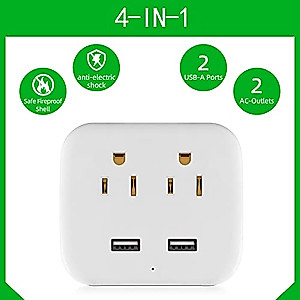 Surge Protector Converter, Outlet Extender with 3 Outlet Splitter and 3 USB Charger (1 USB C), ETL Certified USB Wall Charger Power Adapter, Multi Plug Outlets for Home, Office, School, White
