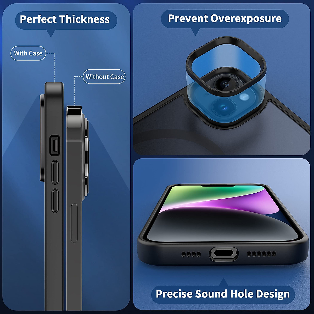 CACOE Magnetic Case for iPhone 13 & iPhone 14 6.1 inch-Compatible with MagSafe & Magnetic Car Phone Mount,Anti-Fingerprint TPU Thin Phone Cases Cover Protective Shockproof (Matte Black)