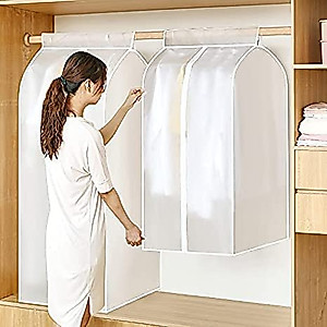 Huibaite Clothing Dust Bag Hanging Clothes Cover Dustproof - Lightweight Translucent Full Zipper Bags Hanging Dress Bag Washable Cover for Household Storage-4pcs (24”x 20”x 36”inch)