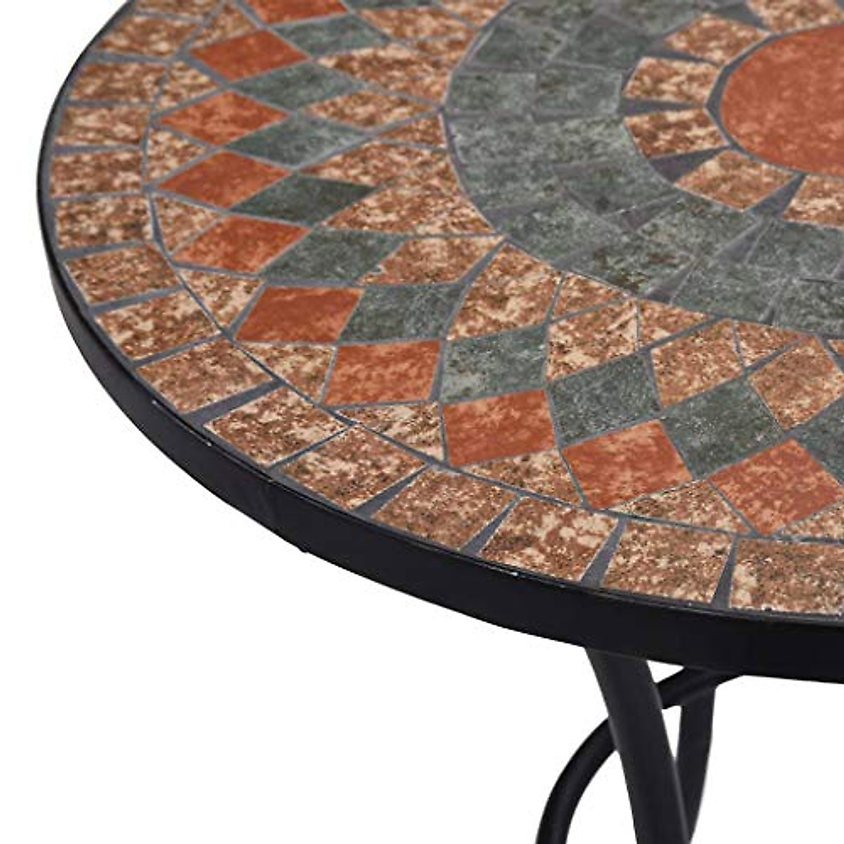 WEHUOSIF Mosaic Bistro Table,Pool Side Table,Plant Stand,Drink Table,Bar Table,Coffee Table,Lawn Table,Entrance Tables,for Garden, Patio, Lawn, Home, Indoor, Outdoor,Orange/Gray 23.6" Ceramic
