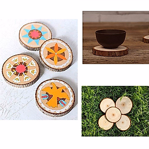 Unfinished Natural Wood Slices 20 Pcs 3.5-4 inch Craft Wood kit Circles Crafts Christmas Ornaments Rustic Wedding Decoration DIY Crafts with Bark for Crafts