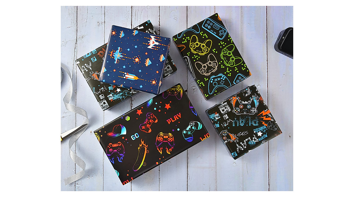 Gaming Wrapping Paper for Boys | 12 Sheets | Titiweet