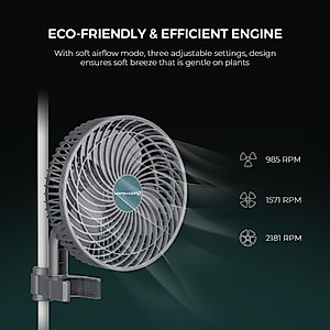 MARS HYDRO 6 Inch Clip-On Fan for Grow Tents, Powerful Oscillating Clip Fan With 10w Low Noise for Hydroponic Plants, Hydroponic Ventilation Circulation(Upgraded Version)