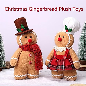 VISTABLUE Christmas Gingerbread Stuffed Animals, Soft Gingerbread Plush Toys Gingerbread Man Pillow Stuffed Gingerbread Man Plush Christmas Plush Toys, Christmas Party Home Decoration (Women's Style)