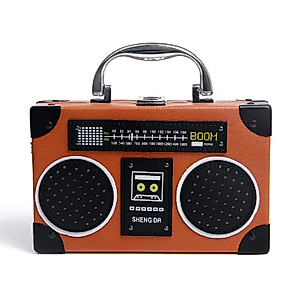 KUANG! Women Retro Radio Shaped Clutch Hundred Dollar Bill Box Shoulder Bag Elegant Evening Crossbody Handbag