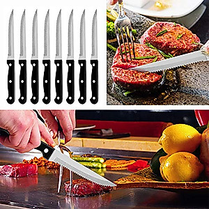 LIANYU Steak Knives Set of 8, Stainless Steel Serrated Steak Knife, kitchen Camping Restaurant Steak Knives, Dishwasher Safe