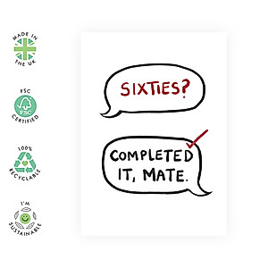 CENTRAL 23 60th Birthday Card For Women - Sixties? Completed It Mate - Wife Birthday Greeting Card - Happy Sixtieth Birthday Cards For Daughter Sister Niece Friends Mom - Comes With Fun Stickers