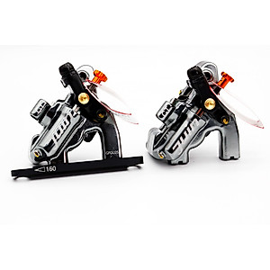 Juin Tech GT-F 4-Piston Cable Actuated Hydraulic Bicycle Bike Disc Brake Caliper Set Hybrid Brake Set for Flat-Mount Road/Cyclocross/Gravel/E-Bike/Folding Bike use (Silver Gray)