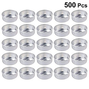 Artibetter 500pcs Aluminum Tea Light Tins Cups Tea Light Empty Cases Containers for Candle Making Supplies (Silver)