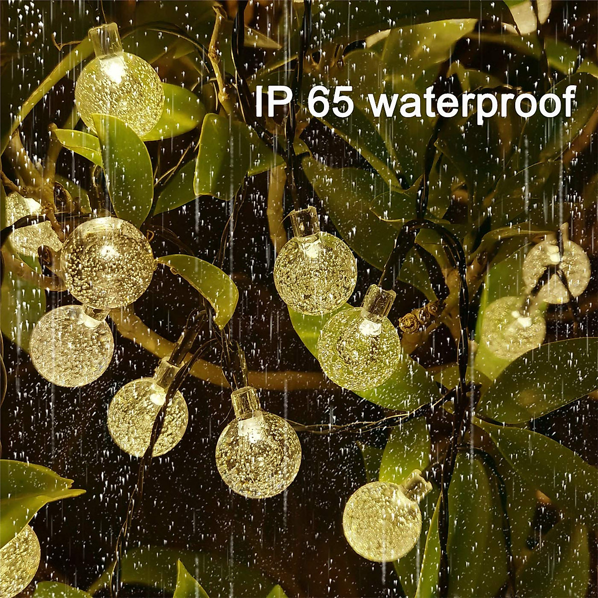 Solar & Battery Operated String Lights Outdoor LED Waterproof Decorative Lights with Remote, 8 Lighting Modes Crystal Globe Lights for Indoor Bedroom Garden Patio Decor, 60LED, 35.6FT, Warm White