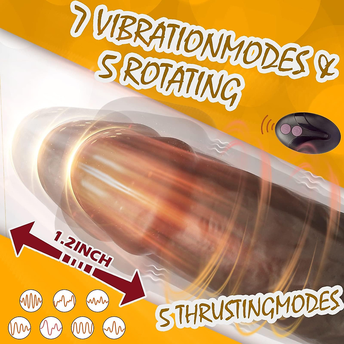Thrusting Dildo Vibrator, with 5 Rotation 7 Vibrations Vibrating and Heating Sex Toy, Realistic Telescopic Penis with Remote Control for Anal G-spot Stimulation